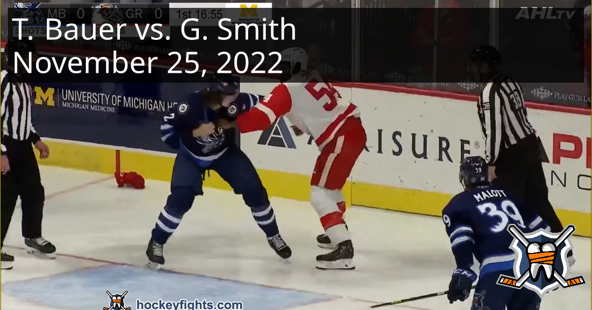 Tyrel Bauer vs. Givani Smith, November 25, 2022 - Manitoba Moose vs ...