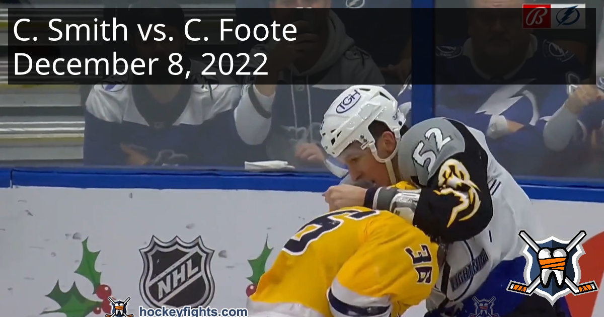 Cole Smith vs. Cal Foote, December 8, 2022 - Nashville Predators vs ...