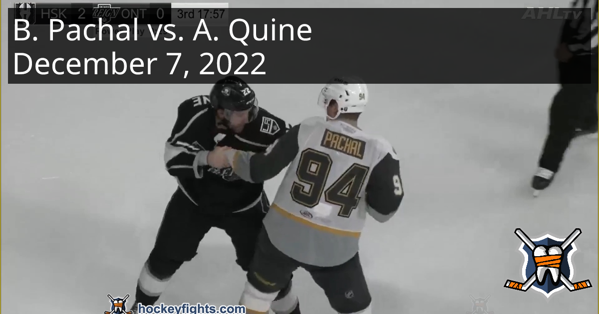 Brayden Pachal vs. Alan Quine, December 7, 2022 - Henderson Silver ...