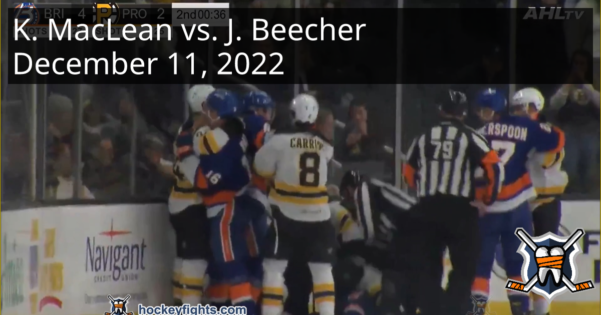 Kyle MacLean vs. John Beecher, December 11, 2022 - Bridgeport Islanders ...