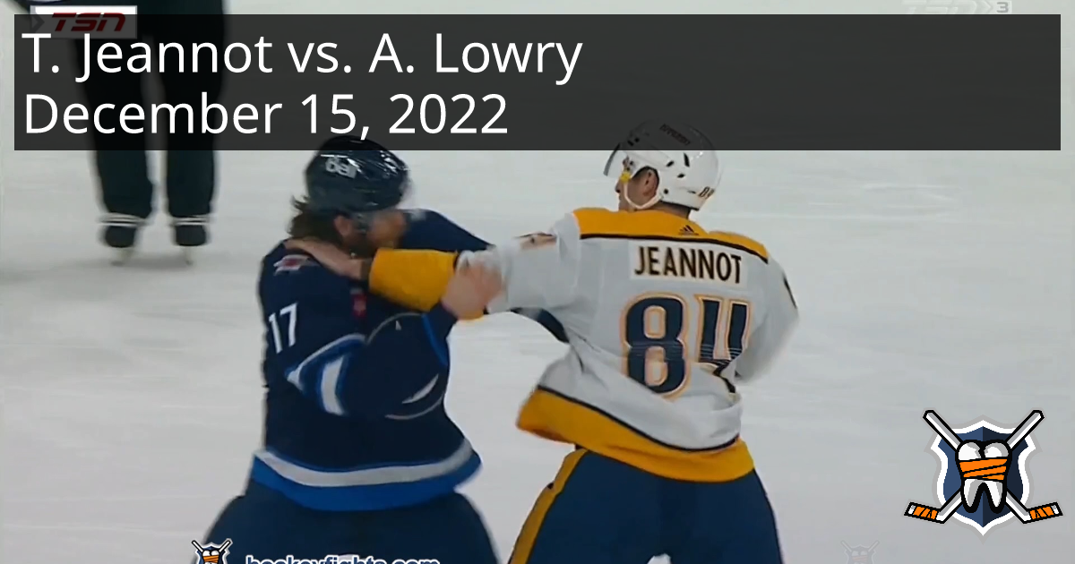 Tanner Jeannot vs. Adam Lowry, December 15, 2022 - Nashville Predators ...