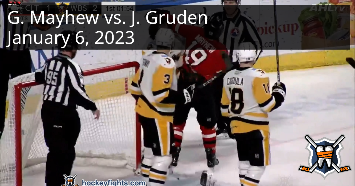Gerald Mayhew vs. Jonathan Gruden, January 6, 2023 - Charlotte Checkers ...