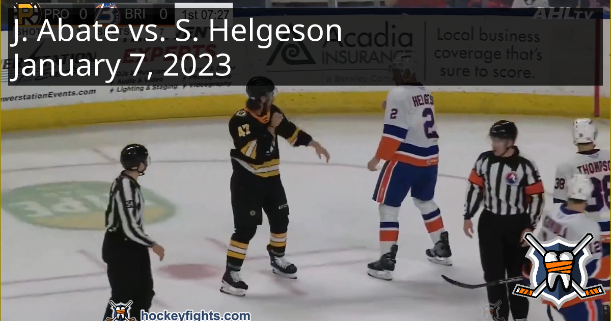 Joseph Abate vs. Seth Helgeson, January 7, 2023 - Providence Bruins vs ...
