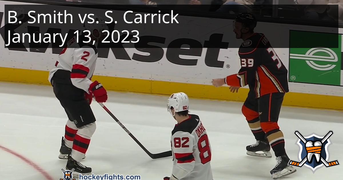 Brendan Smith vs. Sam Carrick, January 13, 2023 - New Jersey Devils vs ...