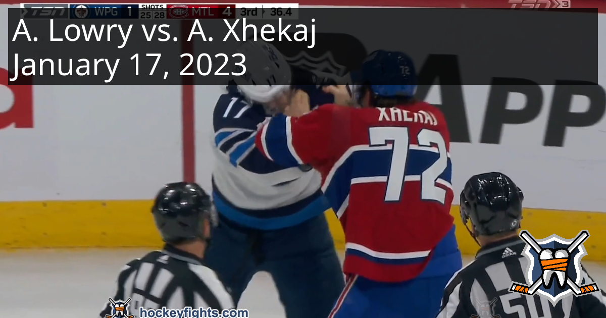 Adam Lowry vs. Arber Xhekaj, January 17, 2023 - Winnipeg Jets vs ...