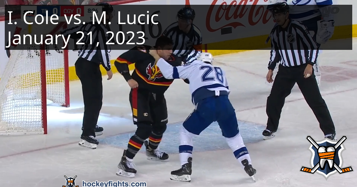 Ian Cole vs. Milan Lucic, January 21, 2023 - Tampa Bay Lightning vs ...