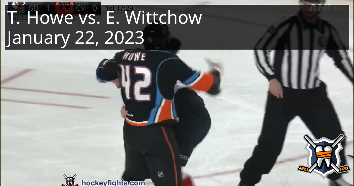 Travis Howe vs. Edward Wittchow, January 22, 2023 - San Diego Gulls vs ...