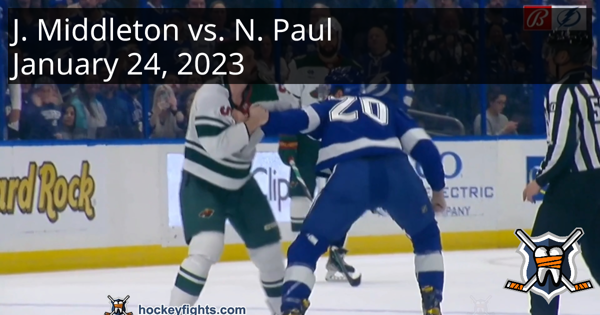 Jacob Middleton vs. Nick Paul, January 24, 2023 - Minnesota Wild vs ...