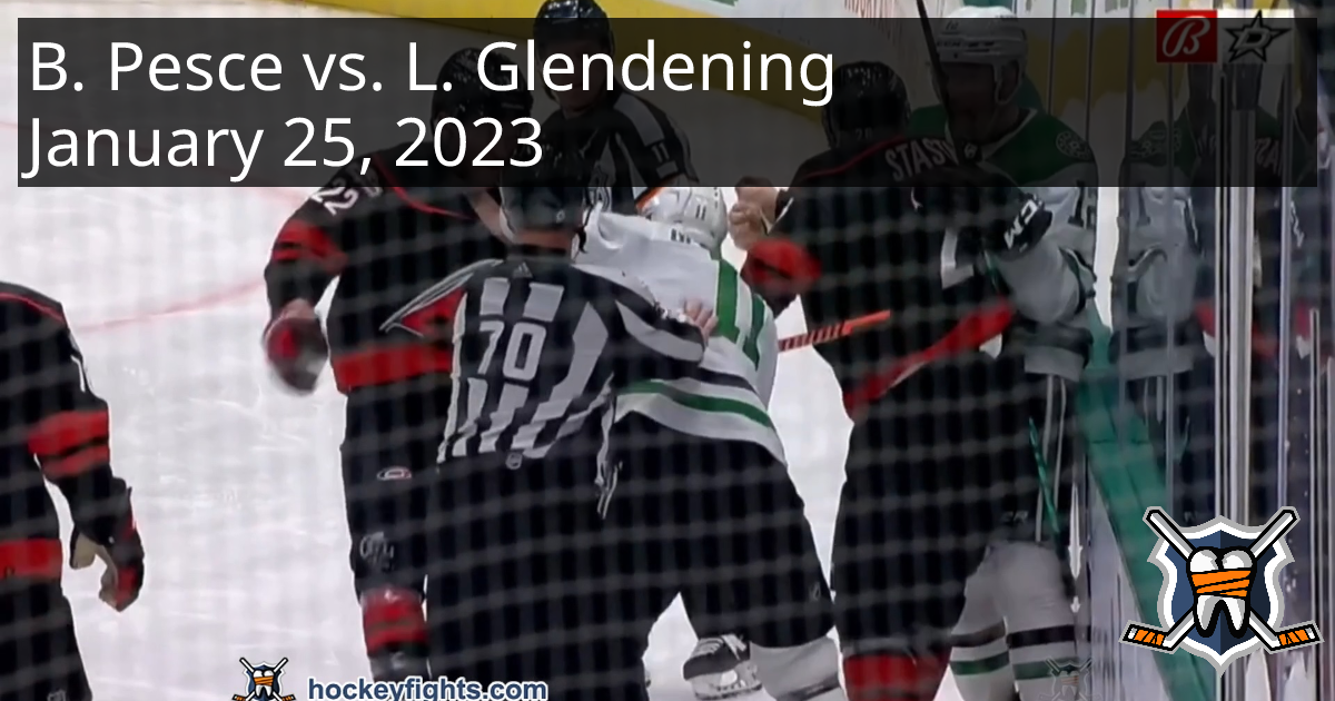 Brett Pesce vs. Luke Glendening, January 25, 2023 - Carolina Hurricanes ...