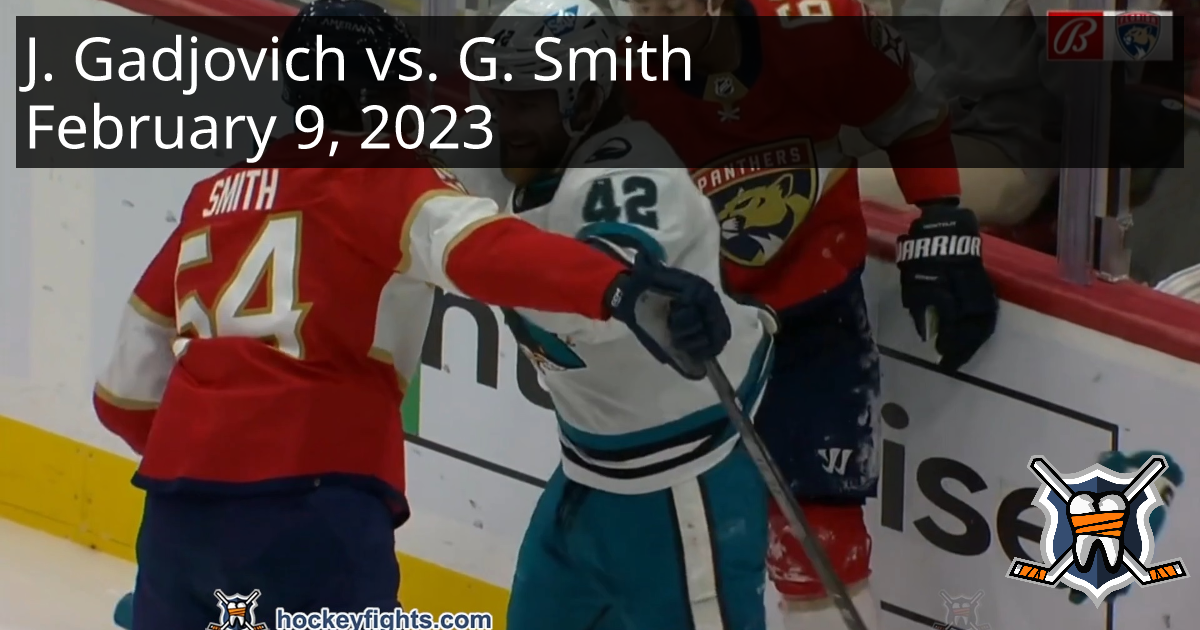 Jonah Gadjovich vs. Givani Smith, February 9, 2023 - San Jose Sharks vs ...