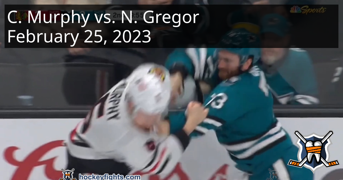 Connor Murphy vs. Noah Gregor, February 25, 2023 - Chicago Blackhawks ...