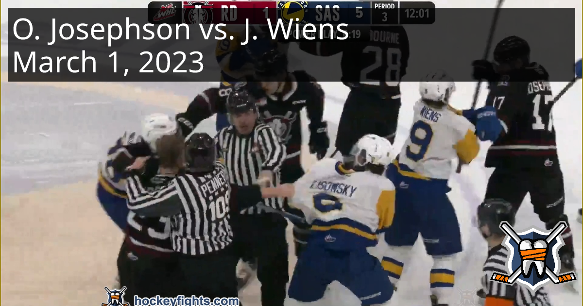 Ollie Josephson vs. Jayden Wiens, March 1, 2023 - Red Deer Rebels vs ...
