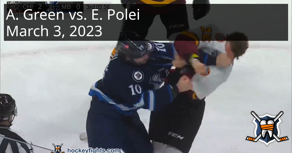 Alex Green vs. Evan Polei, March 3, 2023 - Chicago Wolves vs. Manitoba ...