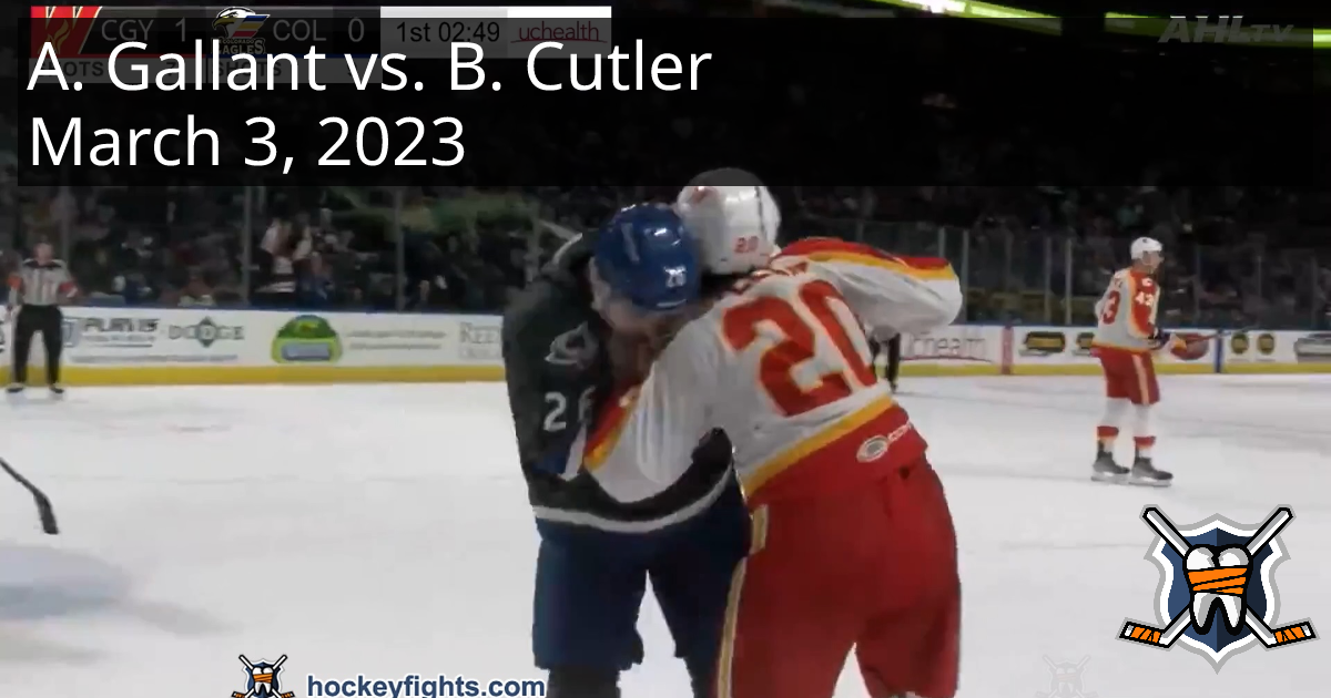 Alex Gallant vs. Brandon Cutler, March 3, 2023 - Calgary Wranglers vs ...