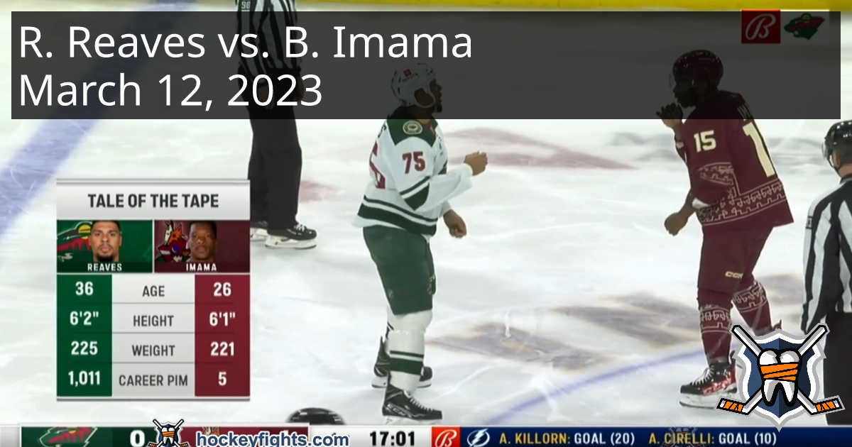 Ryan Reaves vs. Bokondji Imama, March 12, 2023 - Minnesota Wild vs ...