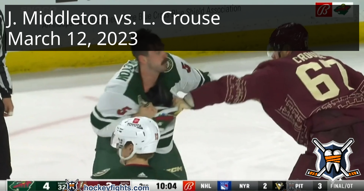 Jacob Middleton vs. Lawson Crouse, March 12, 2023 - Minnesota Wild vs ...