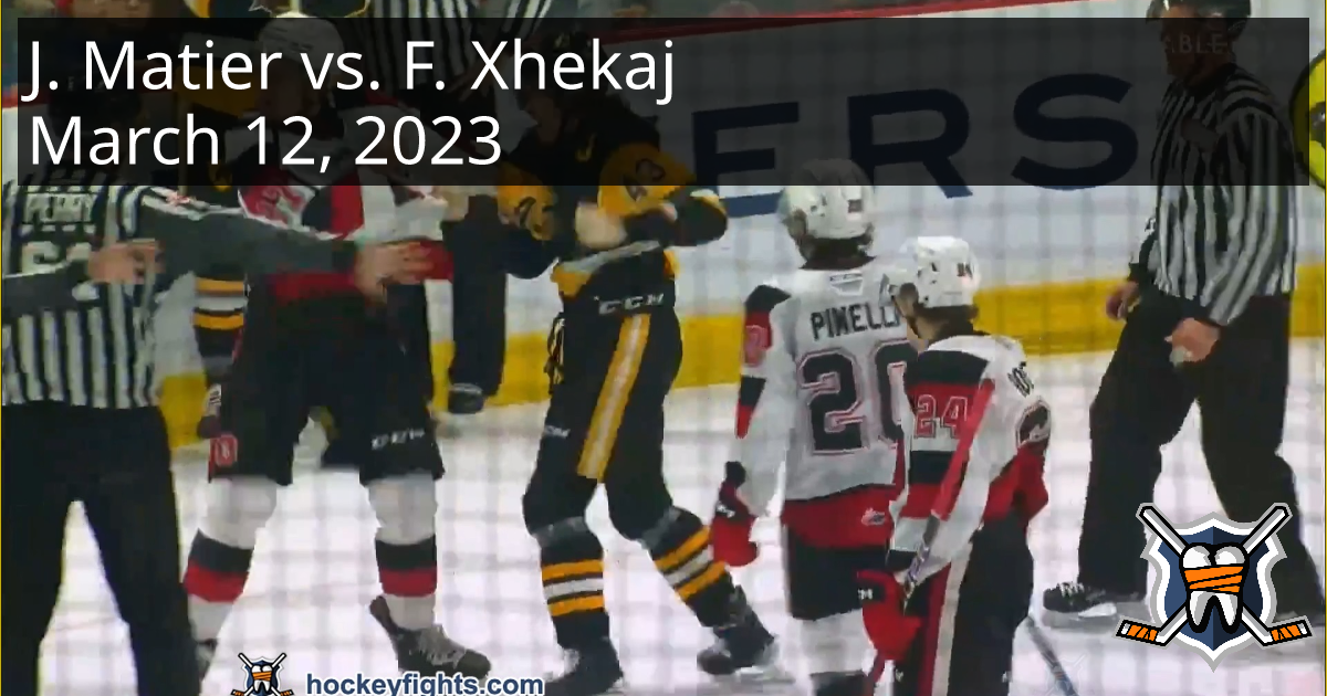 Jack Matier vs. Florian Xhekaj, March 12, 2023 - Ottawa 67's vs ...