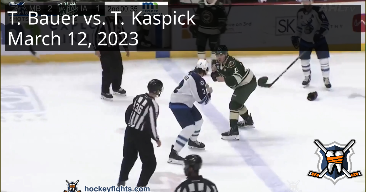 Tyrel Bauer vs. Tanner Kaspick, March 12, 2023 - Manitoba Moose vs ...