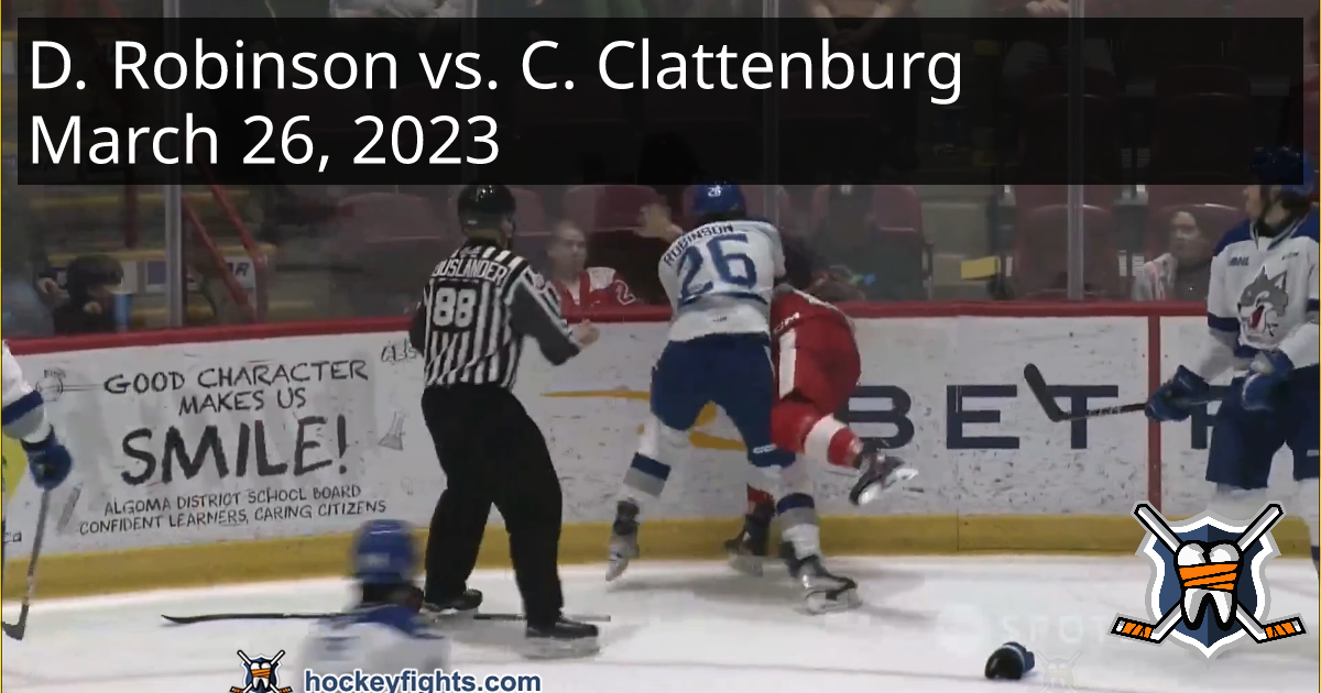 Dylan Robinson vs. Connor Clattenburg, March 26, 2023 - Sudbury Wolves ...