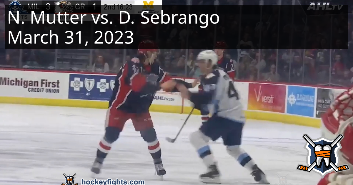 Navrin Mutter vs. Donovan Sebrango, March 31, 2023 - Milwaukee Admirals ...