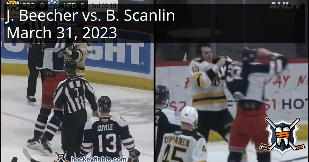 John Beecher vs. Brandon Scanlin, March 31, 2023 - Providence Bruins vs ...