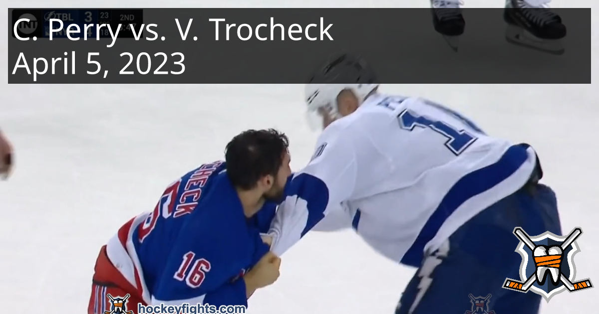 Corey Perry vs. Vincent Trocheck, April 5, 2023 - Tampa Bay Lightning ...