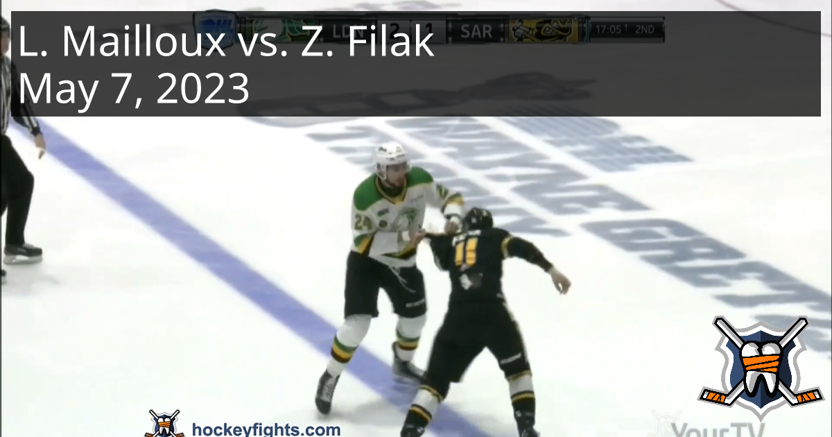 Logan Mailloux vs. Zach Filak, May 7, 2023 - London Knights vs. Sarnia ...