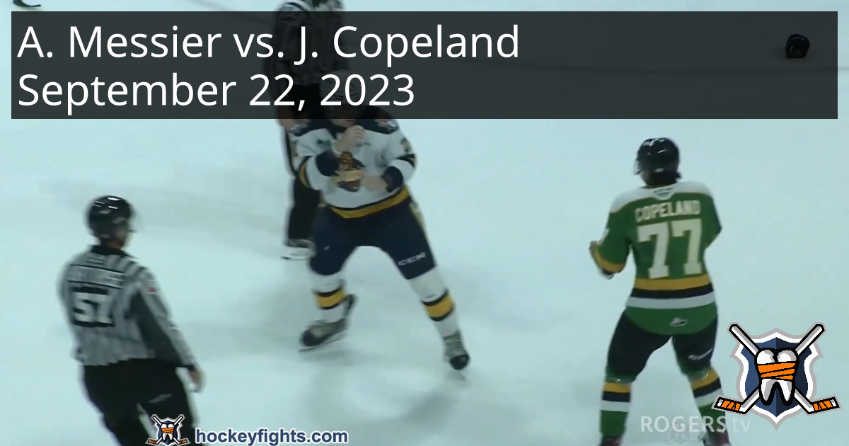 Alex Messier vs. Juan Copeland, September 22, 2023 - Erie Otters vs ...