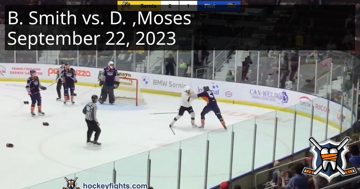 Blake Smith vs. Daylen Moses, September 22, 2023 - Flint Firebirds vs ...