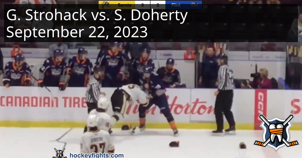 Grayden Strohack vs. Sean Doherty, September 22, 2023 - Flint Firebirds ...
