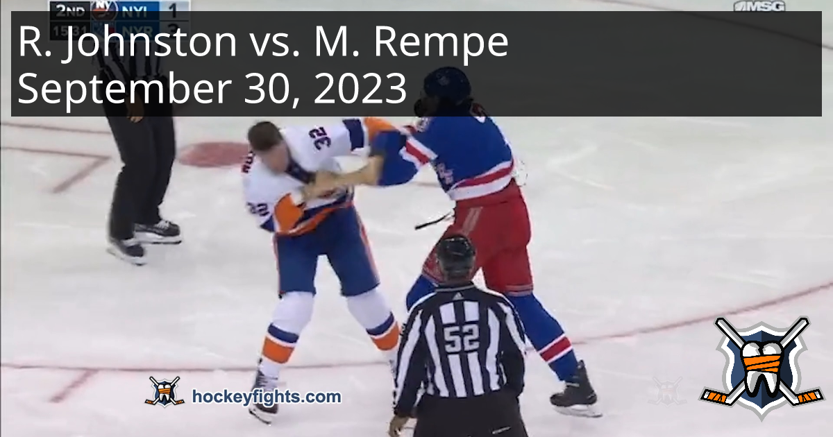 Ross Johnston vs. Matthew Rempe, September 30, 2023 - New York ...