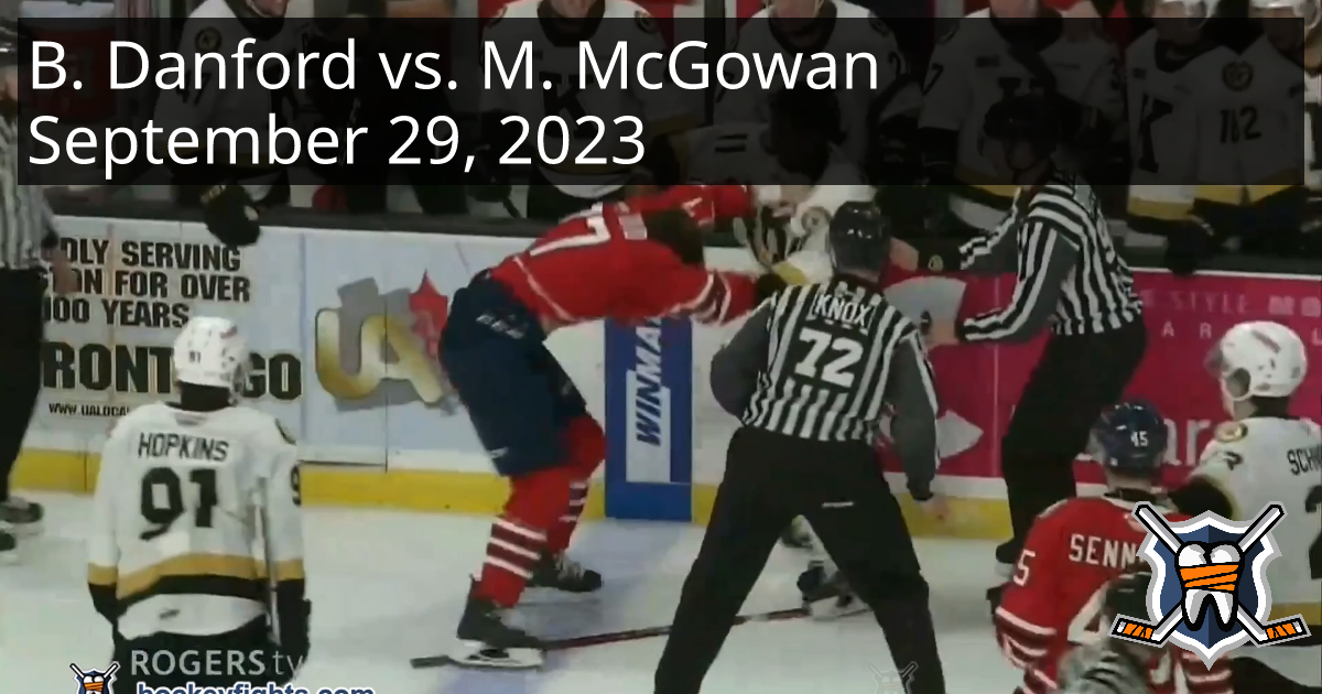 Ben Danford vs. Maleek McGowan, September 29, 2023 - Oshawa Generals vs ...