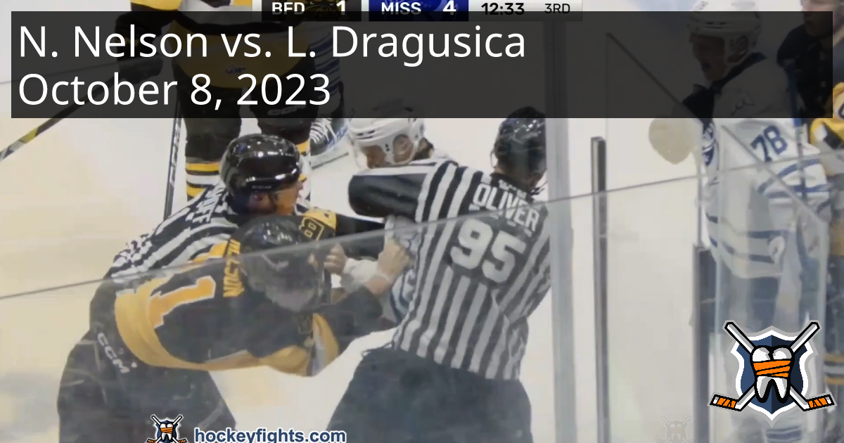 Noah Nelson vs. Luke Dragusica, October 8, 2023 - Brantford Bulldogs vs. Brampton Steelheads ...