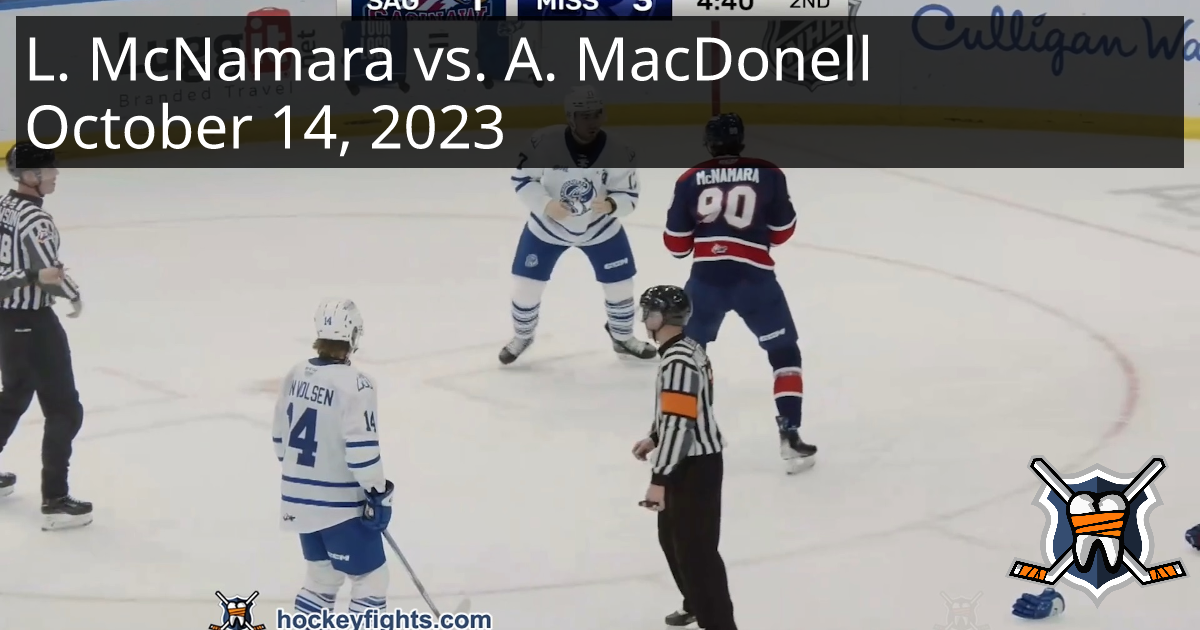 Luke McNamara vs. Angus MacDonell, October 14, 2023 - Saginaw Spirit vs ...