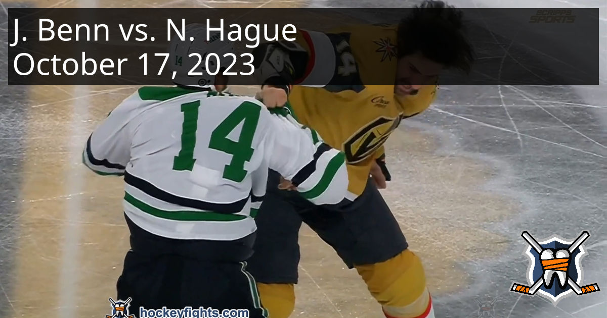 Jamie Benn vs. Nicolas Hague, October 17, 2023 - Dallas Stars vs. Vegas ...