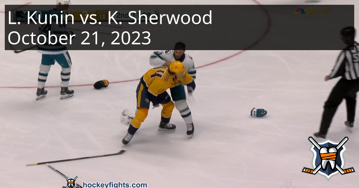 Luke Kunin vs. Kiefer Sherwood, October 21, 2023 - San Jose Sharks vs ...