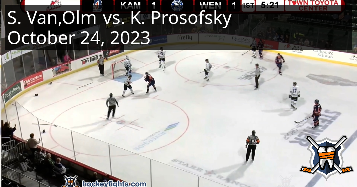 Shea Van Olm vs. Karter Prosofsky, October 24, 2023 - Kamloops Blazers ...