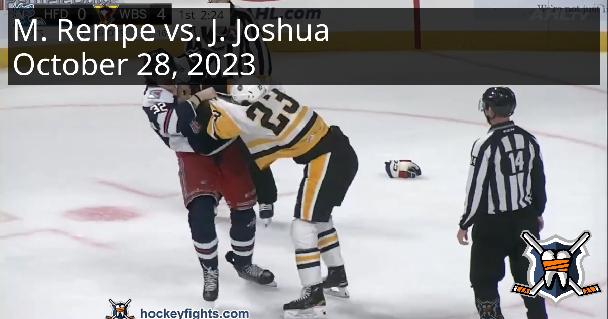 Matt Rempe vs. Jagger Joshua, October 28, 2023 - Hartford Wolf Pack vs ...