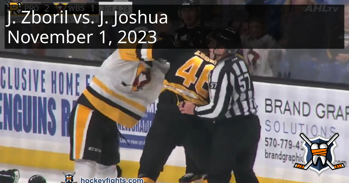 Jakub Zboril vs. Jagger Joshua, November 1, 2023 - Providence Bruins vs ...