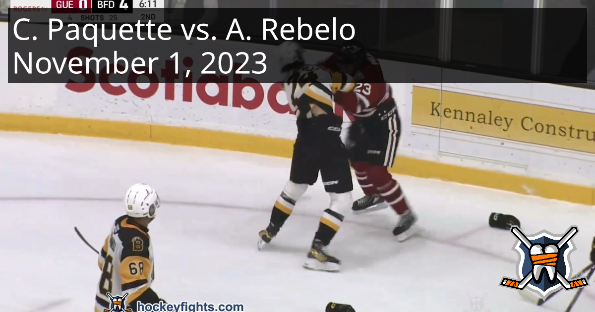 Charlie Paquette vs. Adrian Rebelo, November 1, 2023 - Guelph Storm vs ...