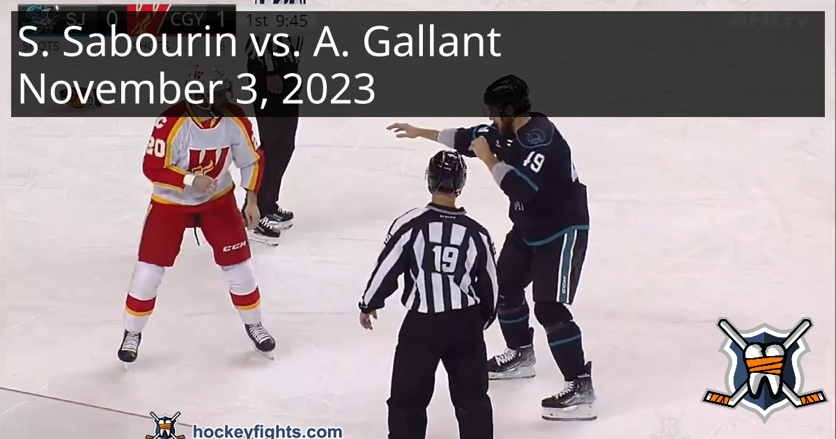Scott Sabourin vs. Alex Gallant, November 3, 2023 - San Jose Barracuda ...