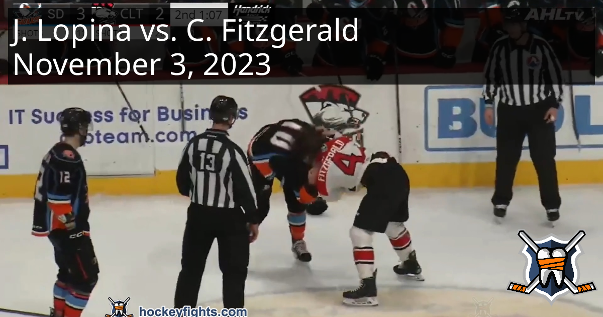 Josh Lopina vs. Casey Fitzgerald, November 3, 2023 - San Diego Gulls vs ...