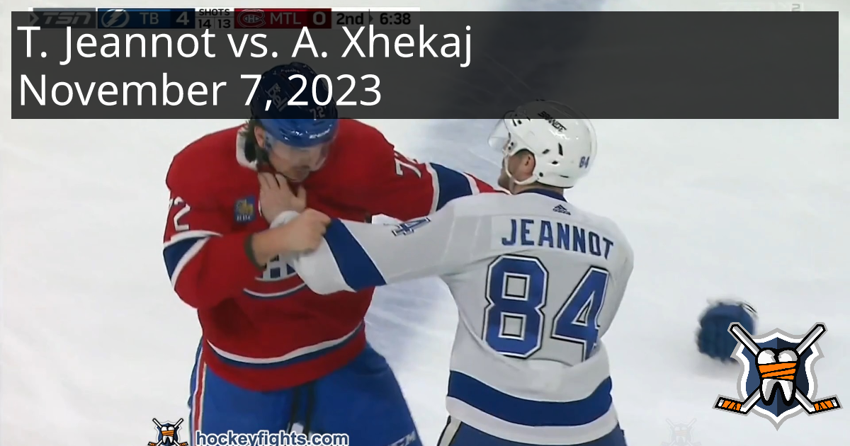 Tanner Jeannot vs. Arber Xhekaj, November 7, 2023 - Tampa Bay Lightning ...