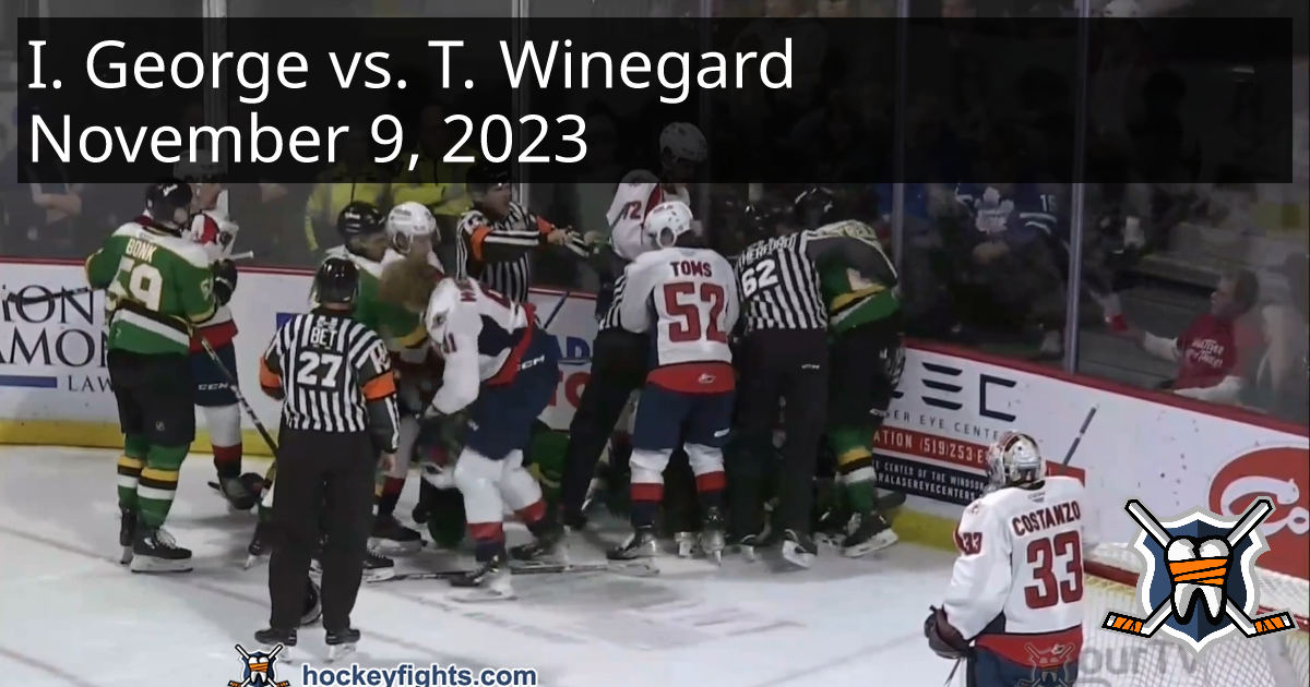 Isaiah George vs. Tanner Winegard, November 9, 2023 - London Knights vs ...