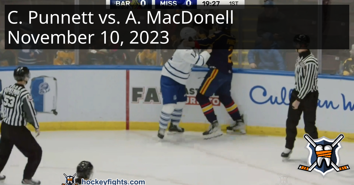 Connor Punnett vs. Angus MacDonell, November 10, 2023 - Barrie Colts vs ...