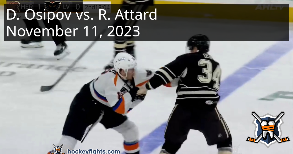 Dmitry Osipov vs. Ronnie Attard, November 11, 2023 - Hershey Bears vs. Lehigh Valley Phantoms ...