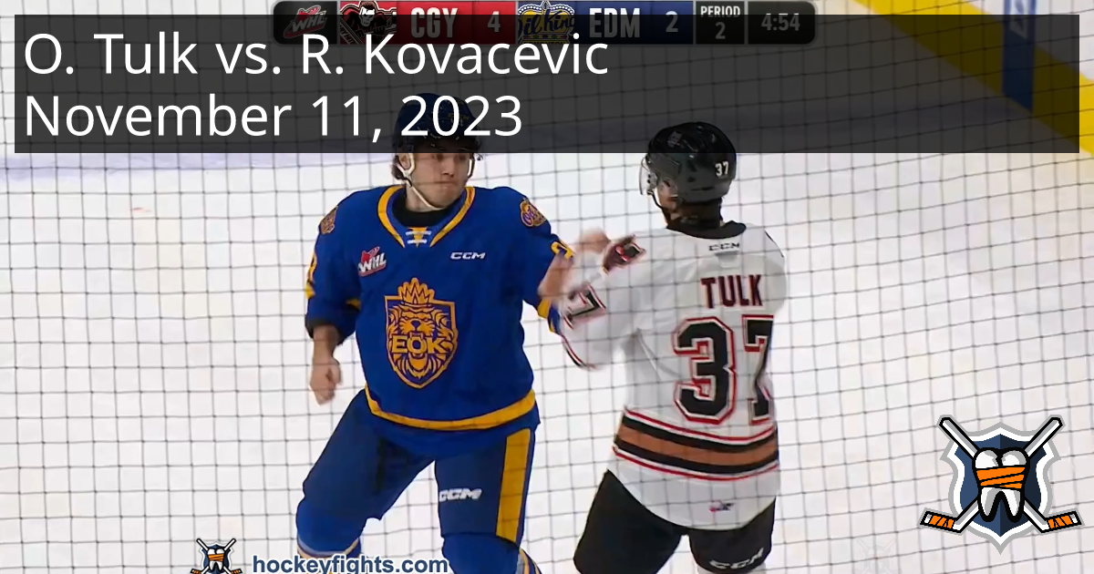 Oliver Tulk vs. Rilen Kovacevic, November 11, 2023 - Calgary Hitmen vs ...
