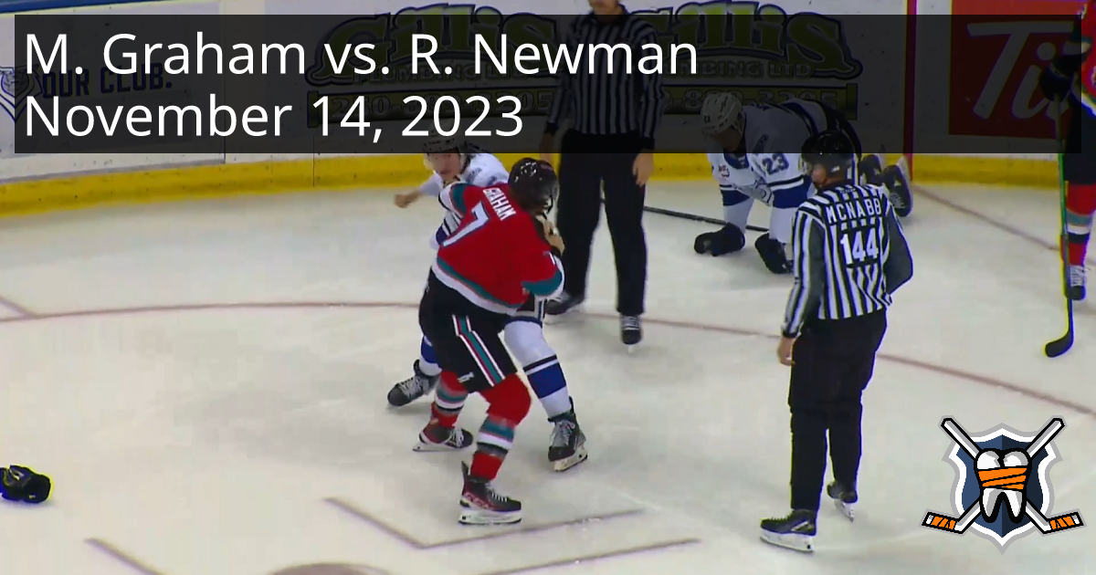 Max Graham vs. Reggie Newman, November 14, 2023 - Kelowna Rockets vs ...