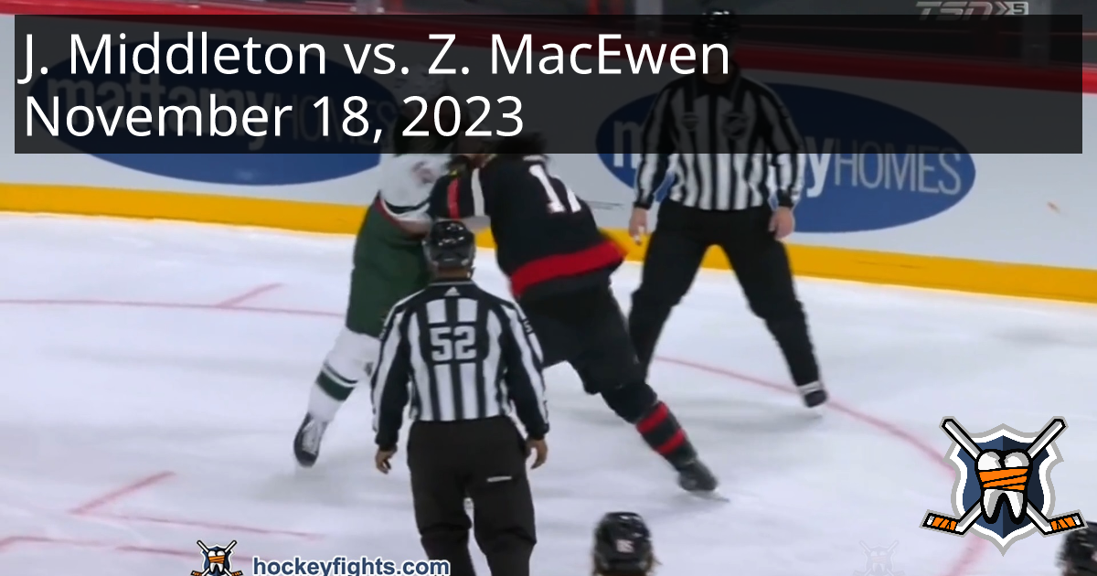 Jacob Middleton vs. Zack MacEwen, November 18, 2023 - Minnesota Wild vs ...