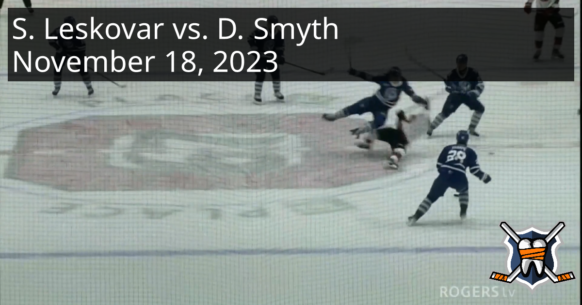 Stevie Leskovar vs. Derek Smyth, November 18, 2023 - Brampton Steelheads vs. Ottawa 67's ...